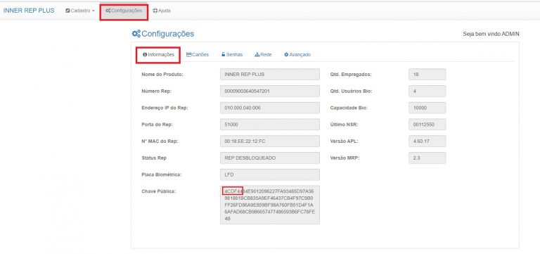 Como consultar a Chave Pública do Rep Plus no Web Server? • Suporte ...
