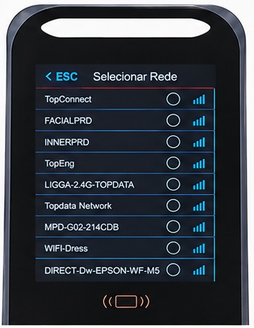 Como selecionar uma rede Wifi para o Leitor Facial F4 • Suporte Topdata